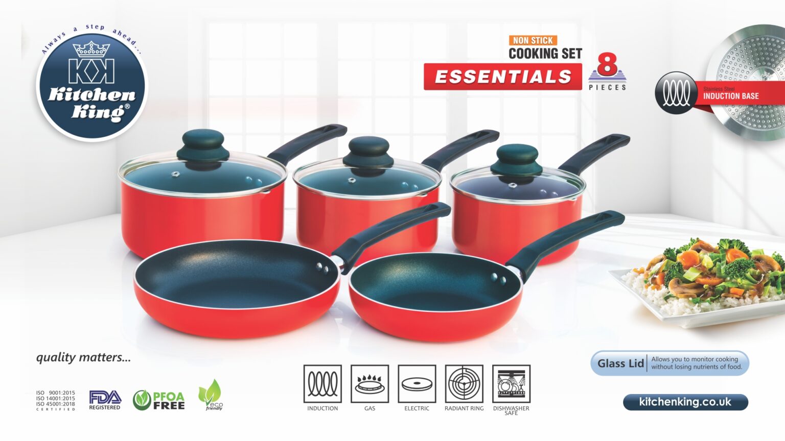 Non Stick Set Essential Red – Kitchen King Cookware